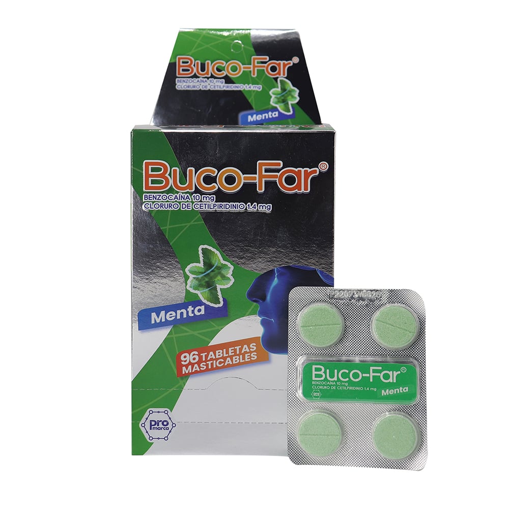 Buco-Far (10+1.4) mg · Blister 4 Tabletas Masticables