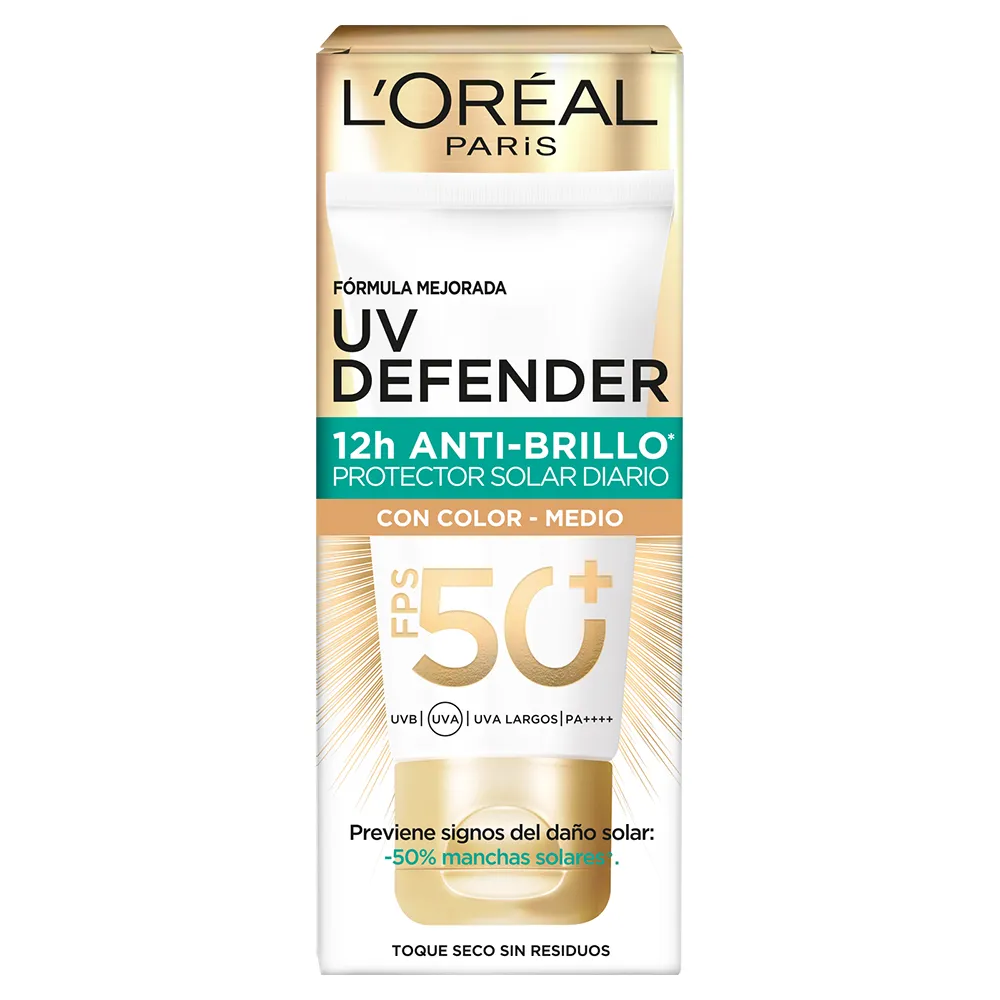 Crema Cuidado Diario Anti-Brillo Loreal Paris Uv Defender Anti-Fotoenvejecimiento Fps 50 Medio ...