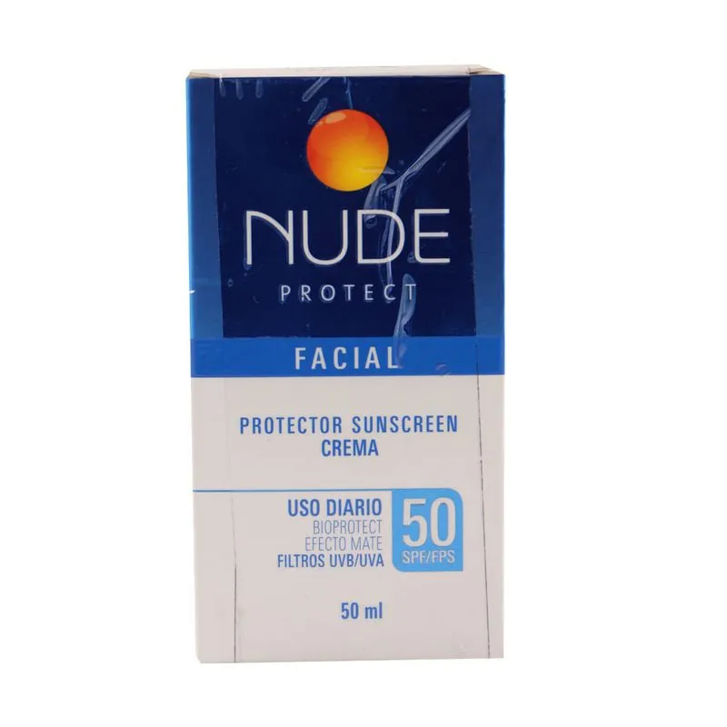 Protector Facial Sunscreen Nude Protect Spf Fps 50 Efecto Mate Tubo X 50Ml
