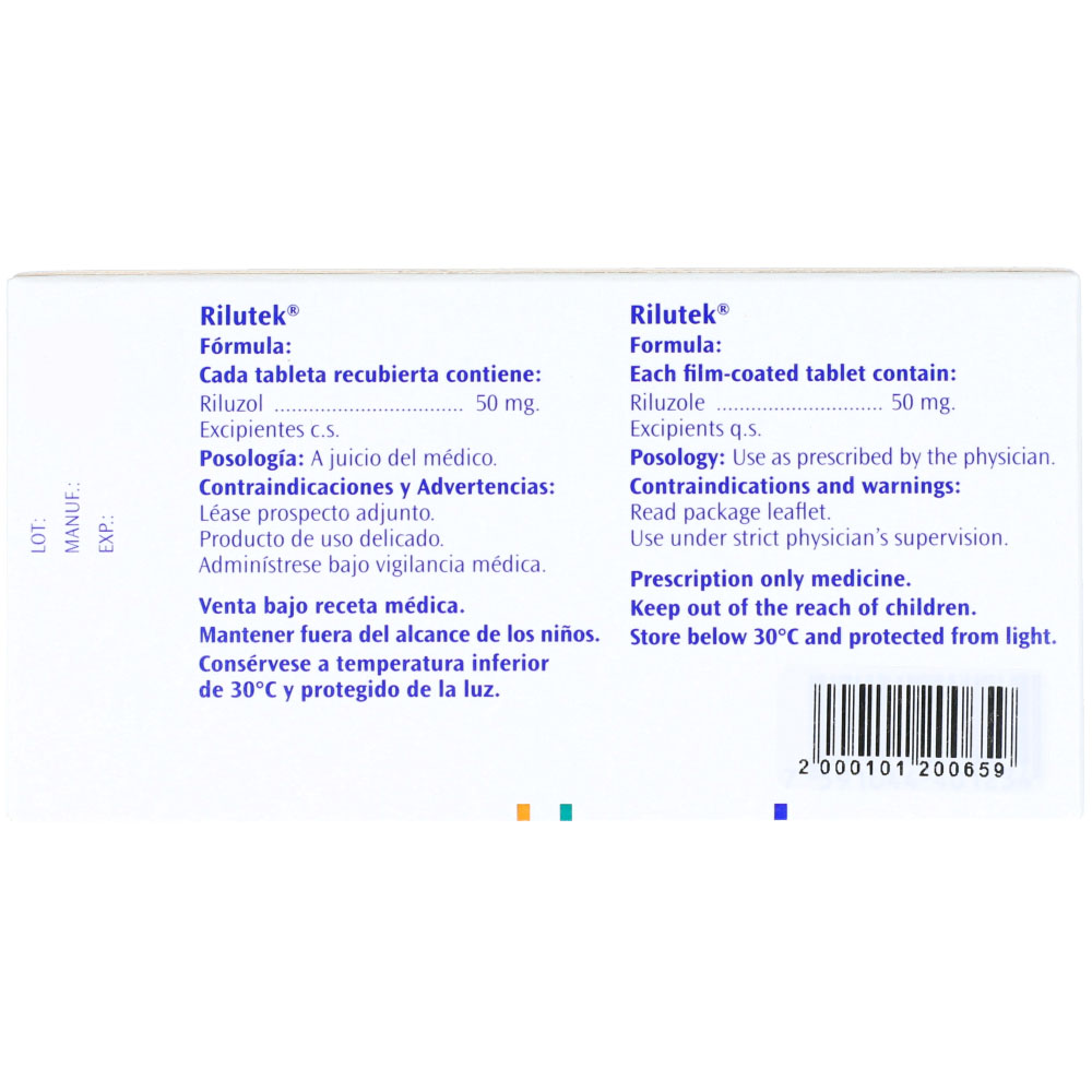 Rilutek Tabletas Recubiertas 50 mg Caja X 56 | Los expertos en ahorro ...