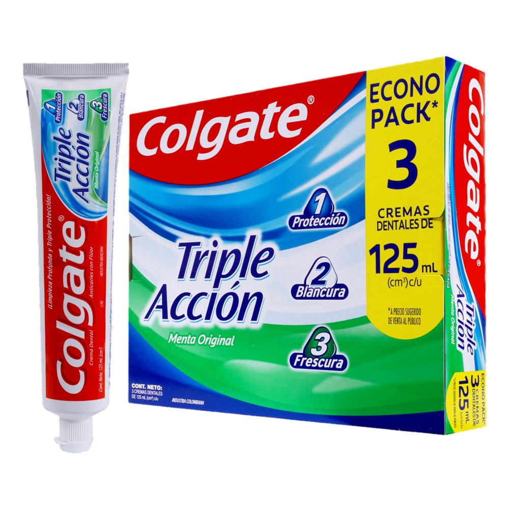 Crema Dental Colgate Triple Accion Caja X 3Tubo X 125Ml Menta | Cruz Verde