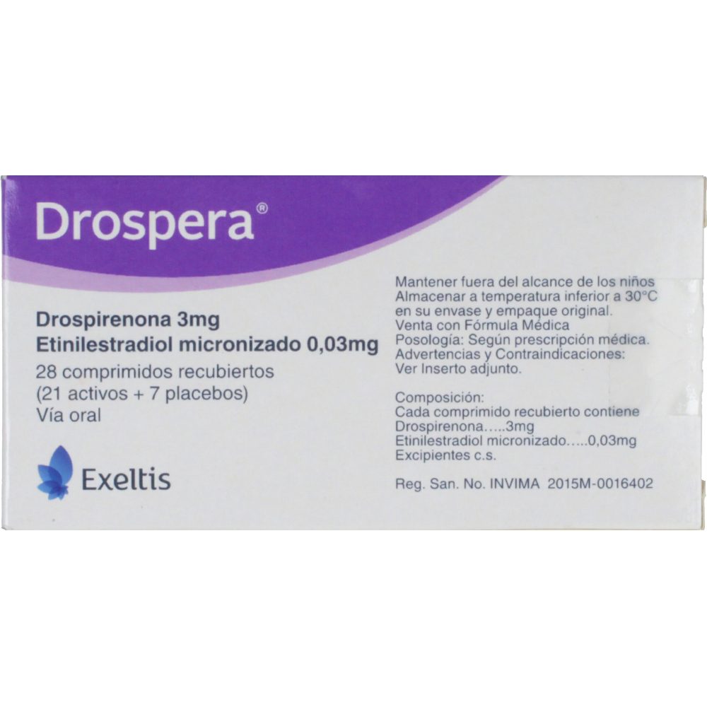 Drospera Tabletas Recubiertas + 7 Placebo (3+0.03)Mg Caja X 28 | Los ...