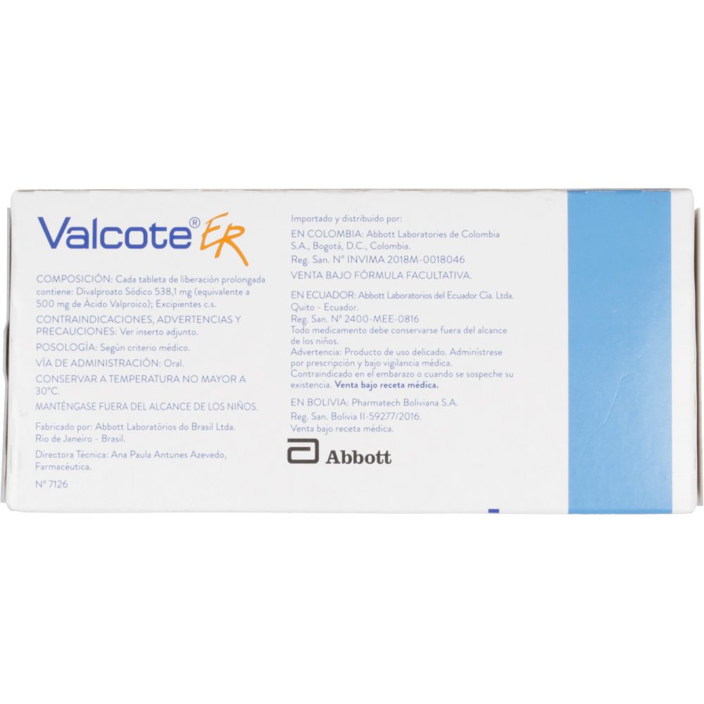 Valcote Er 500Mg Caja X 30 Tabletas Liberación Prolongada | Los ...
