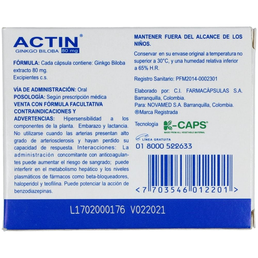Actin 80Mg Caja X 10 Cápsulas | Los expertos en ahorro Cruz Verde Colombia