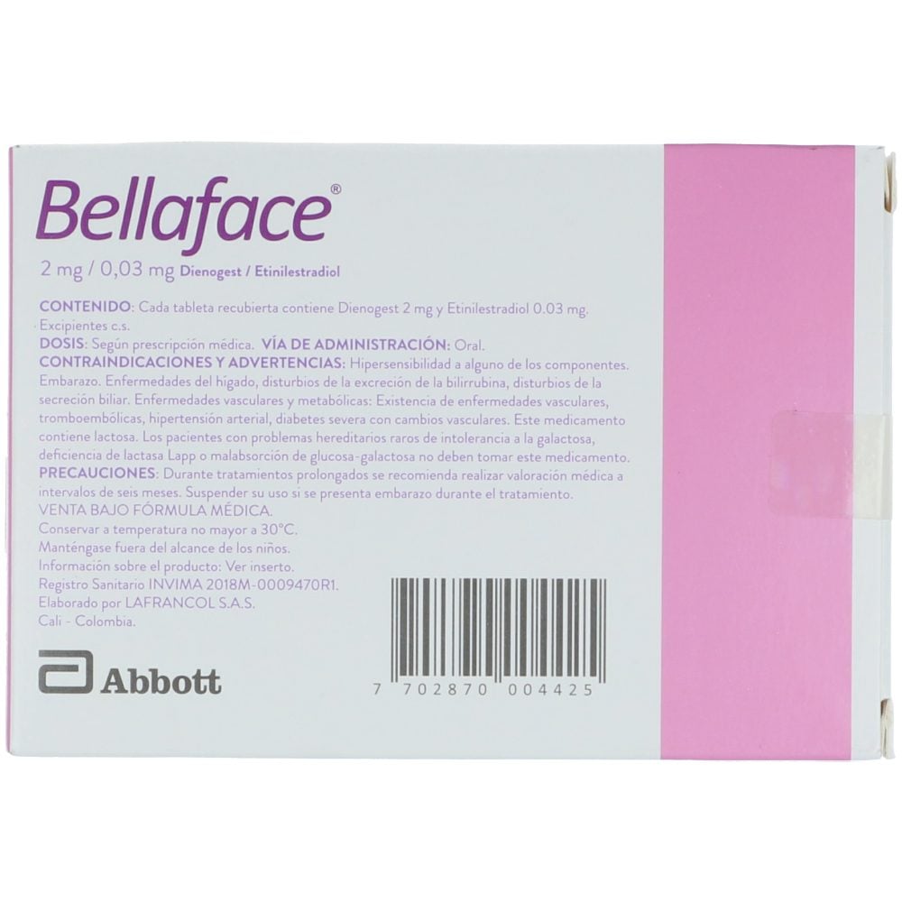 Bellaface (2+0.03)Mg Tabletas Recubiertas Caja X 21 | Los expertos en ...