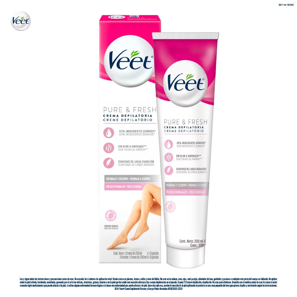 Crema Depilatoria Veet Pure Y Fresh Pieles Normales Tubo X 200Ml | Cruz ...