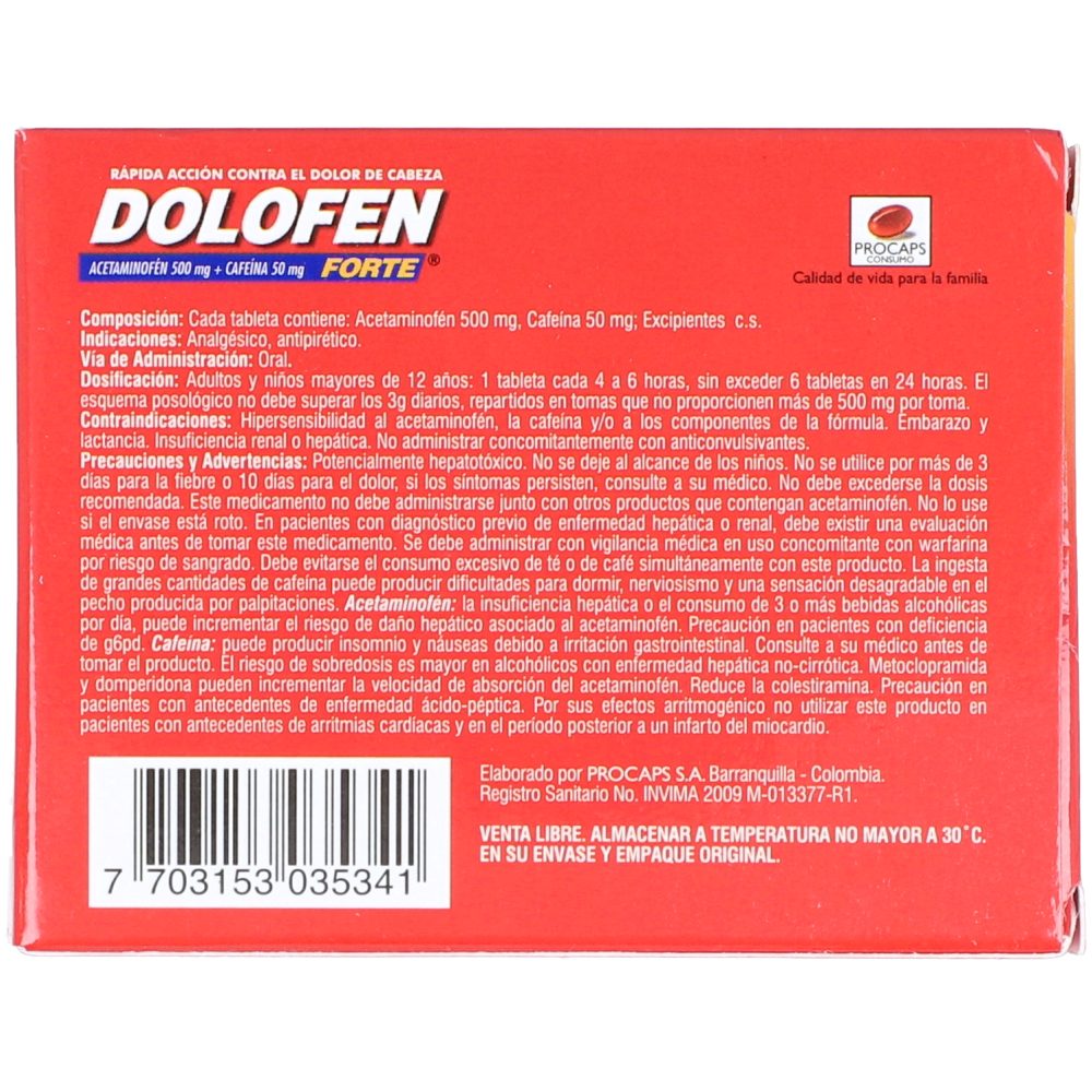 Dolofen Forte (500+50) mg Tabletas Caja X 10 | Los expertos en ahorro ...