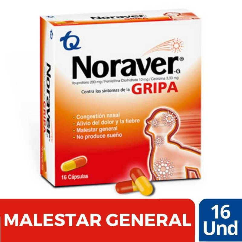 Noraver Gripa (3.33+10+200)Mg Capsulas Caja X 16 | Cruz Verde