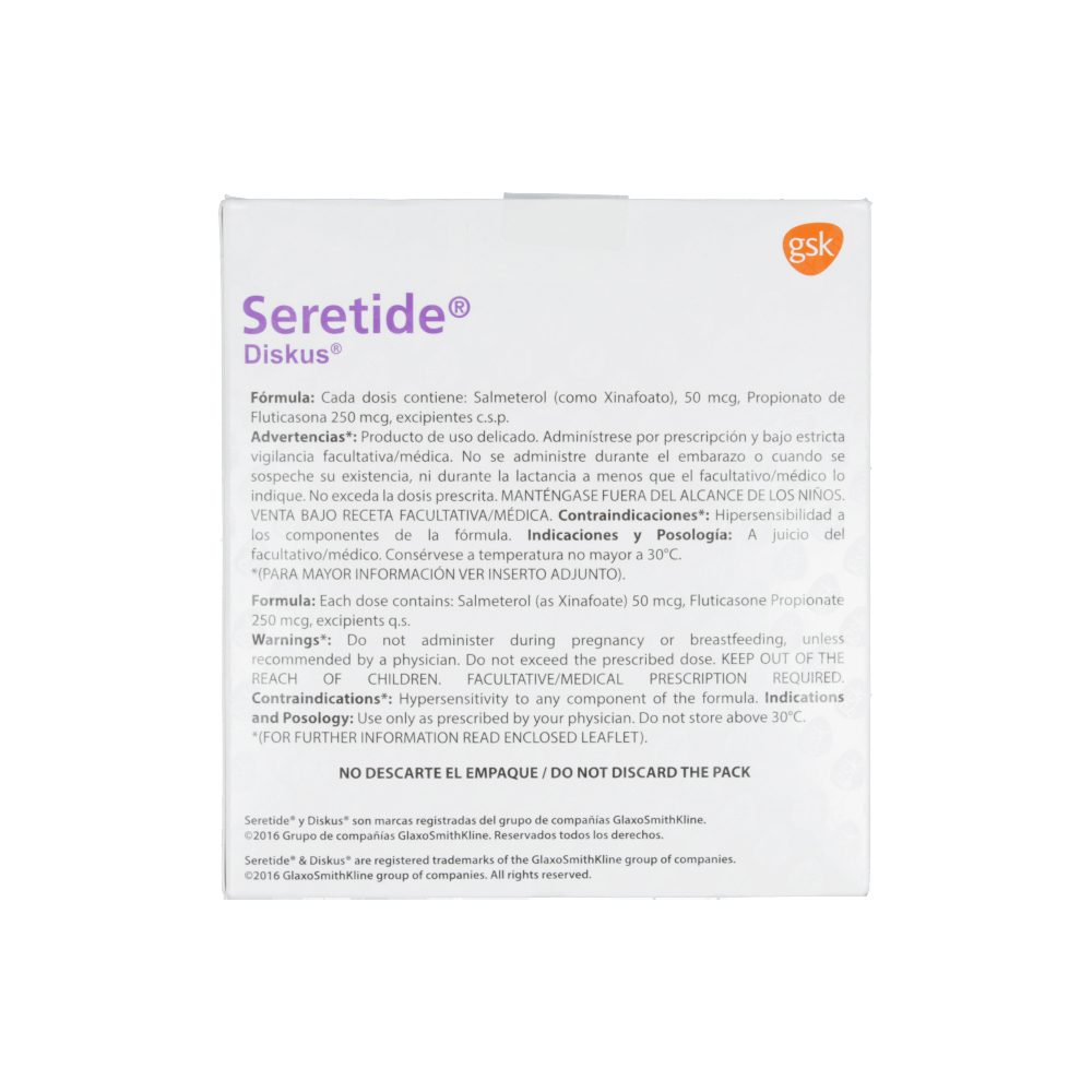 Seretide Diskus (250+50)Mcg Polvo Inhalador Oral Frasco X 60Dosis | Los ...