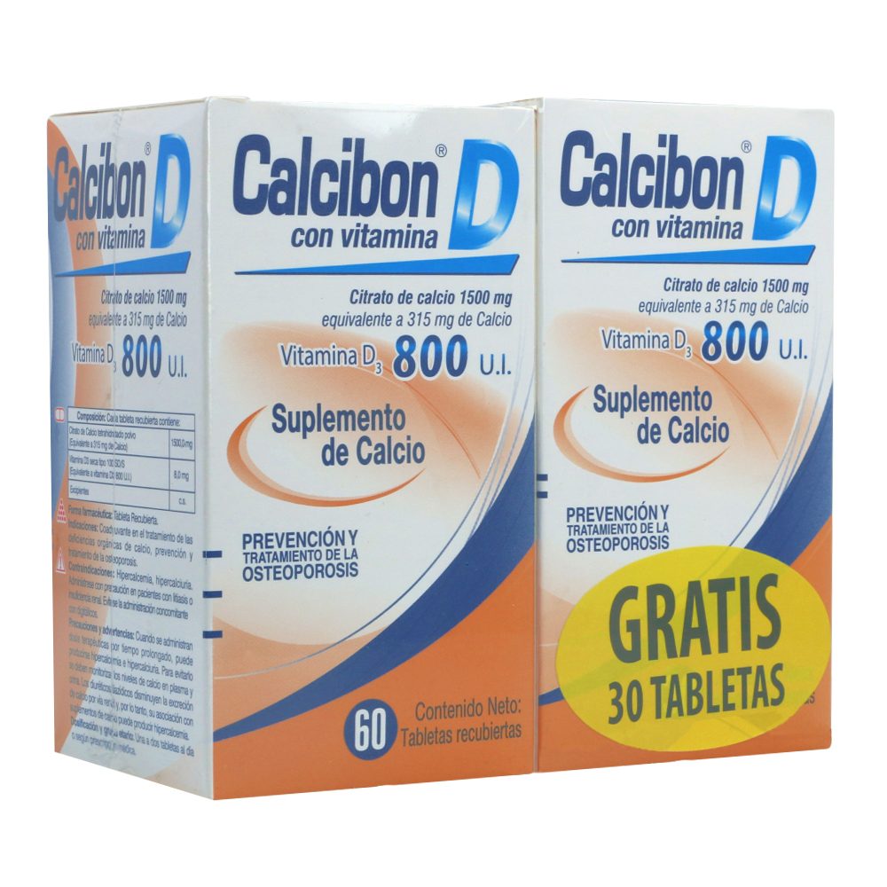 Calcibon D Frasco X 60 1500(315Ca)Mg+800Ui Tableta Recubierta Gtis ...