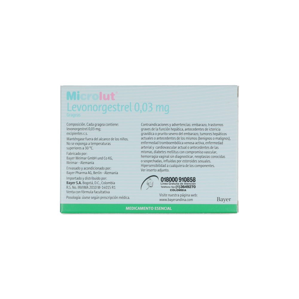 Microlut 0,03mg Caja X 35 Grageas | Los expertos en ahorro Cruz Verde ...