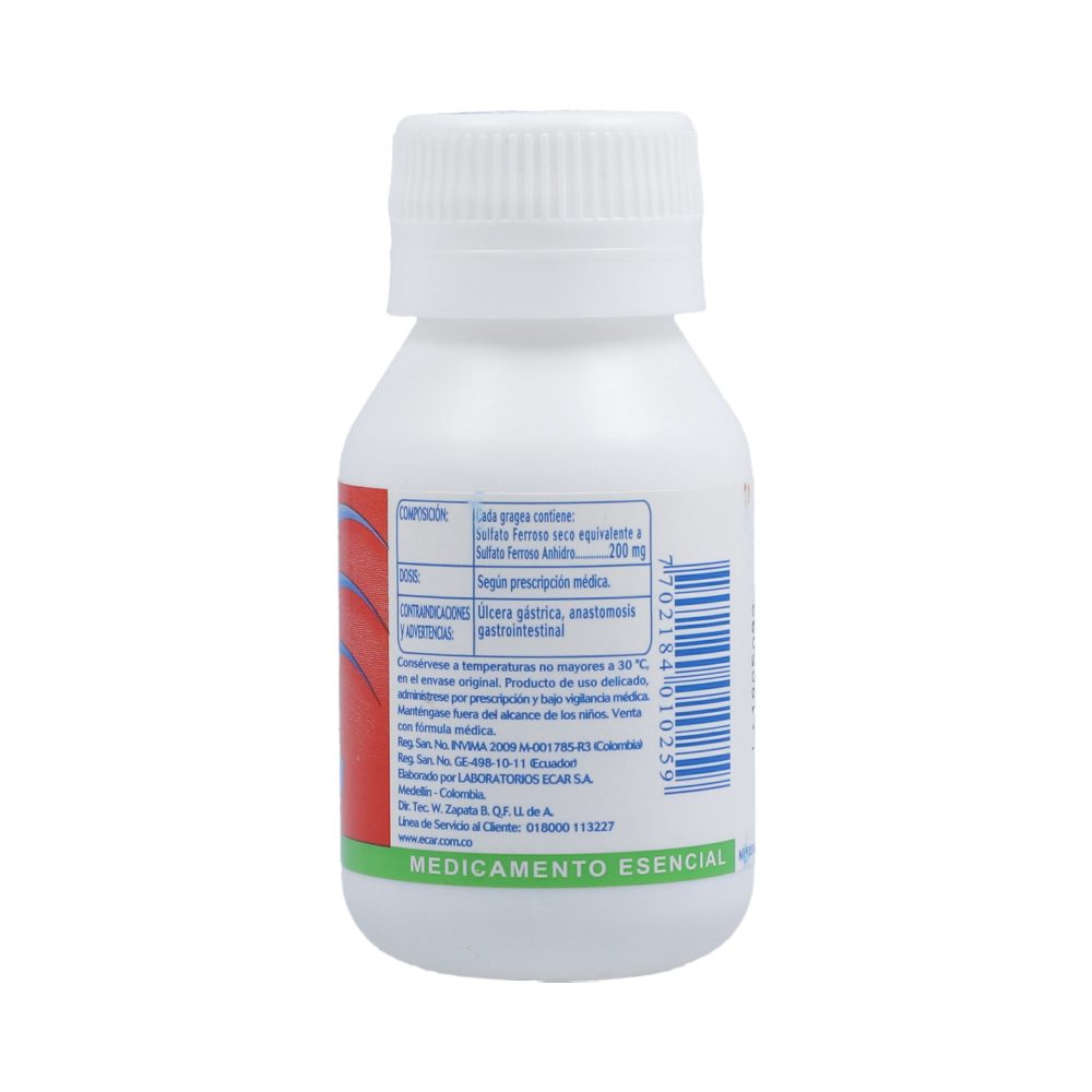 Sulfato Ferroso 200 Mg Tabletas Recubiertas Fco X 100 Ecar | Los ...