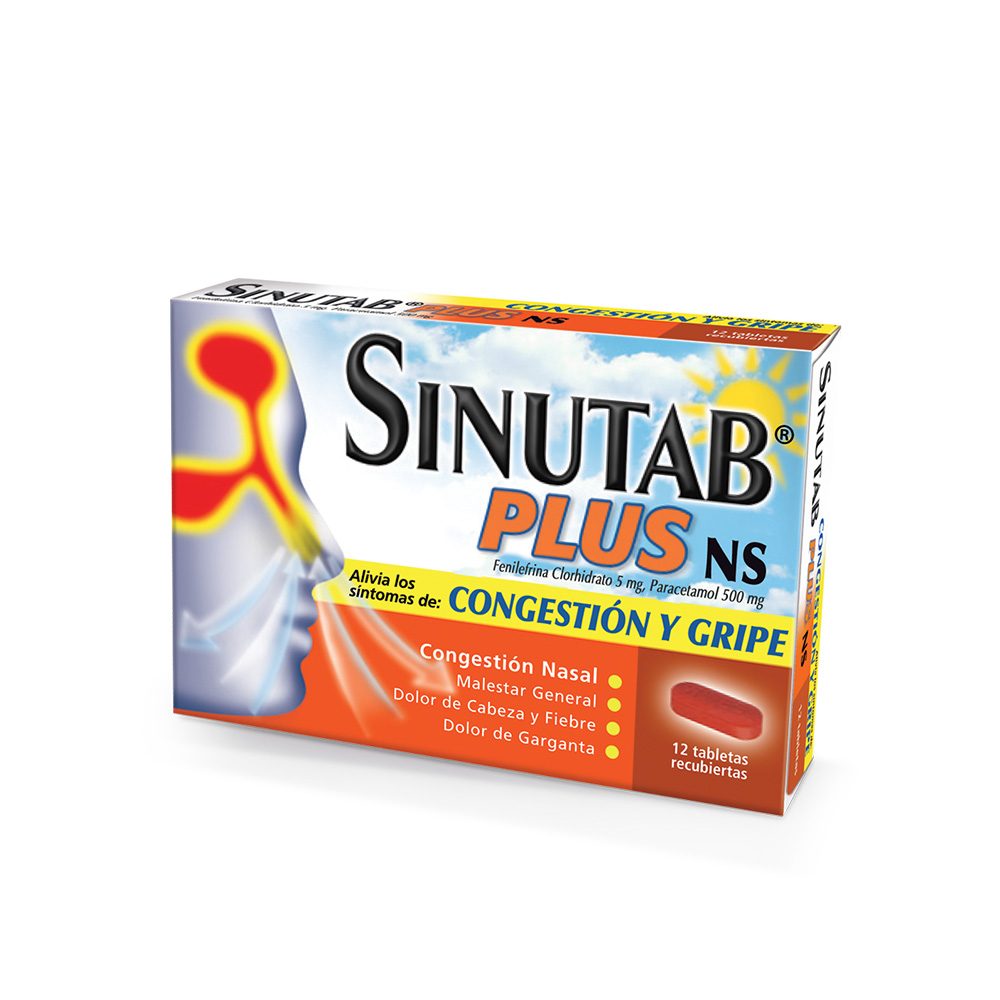 Sinutab Plus Ns Congestión y Gripe Tabletas Recubiertas (500+5)Mg Caja ...