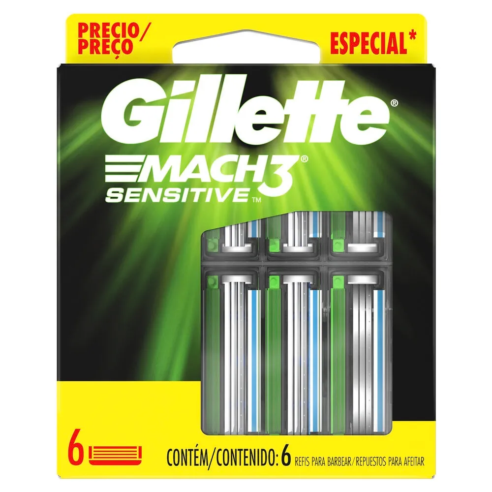 Repuesto Mach 3 Gillette Sensitive - 6 unidades | Cruz Verde