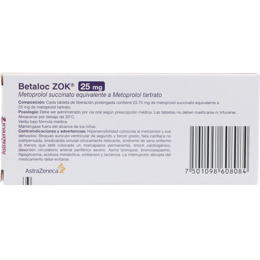 Betaloc Zok 25Mg Caja X 30 Tabletas Liberación Prolongada | Los ...