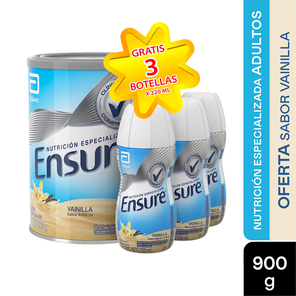 Promo Ensure Vainilla Lata X 900Gr Gratis 3 Botellas X 220Ml | Los ...
