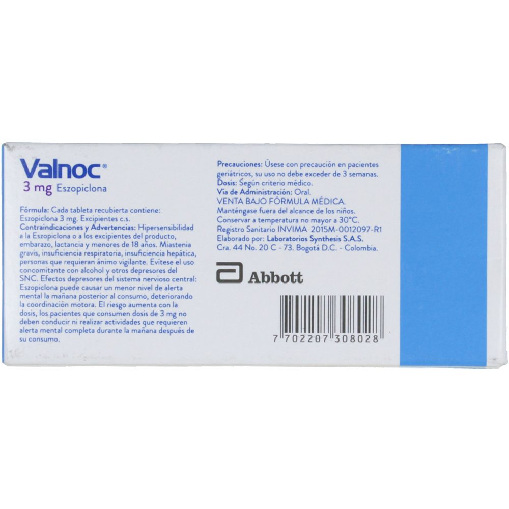 Valnoc 3Mg Caja X 15 Tabletas Recubiertas | Los expertos en ahorro Cruz ...