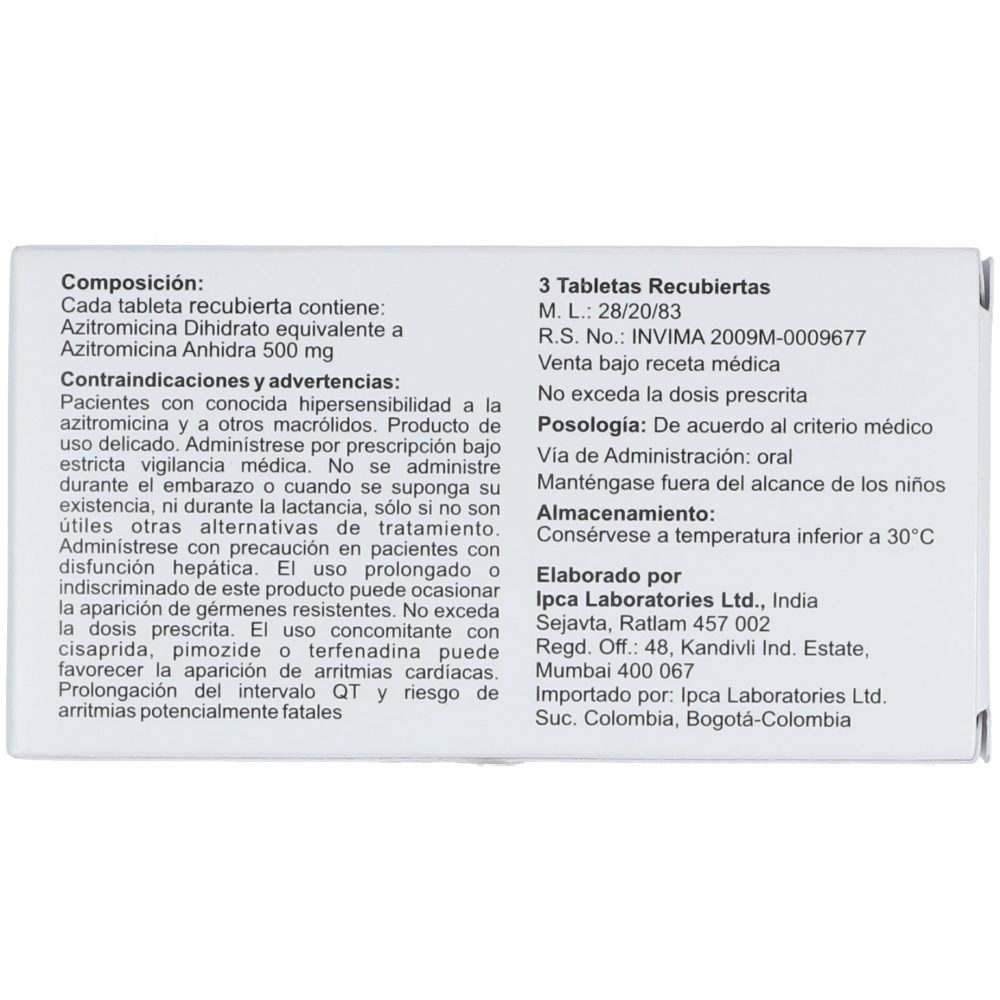 Azifast-500 500Mg Caja X 3 Tabletas Recubiertas | Los expertos en ...