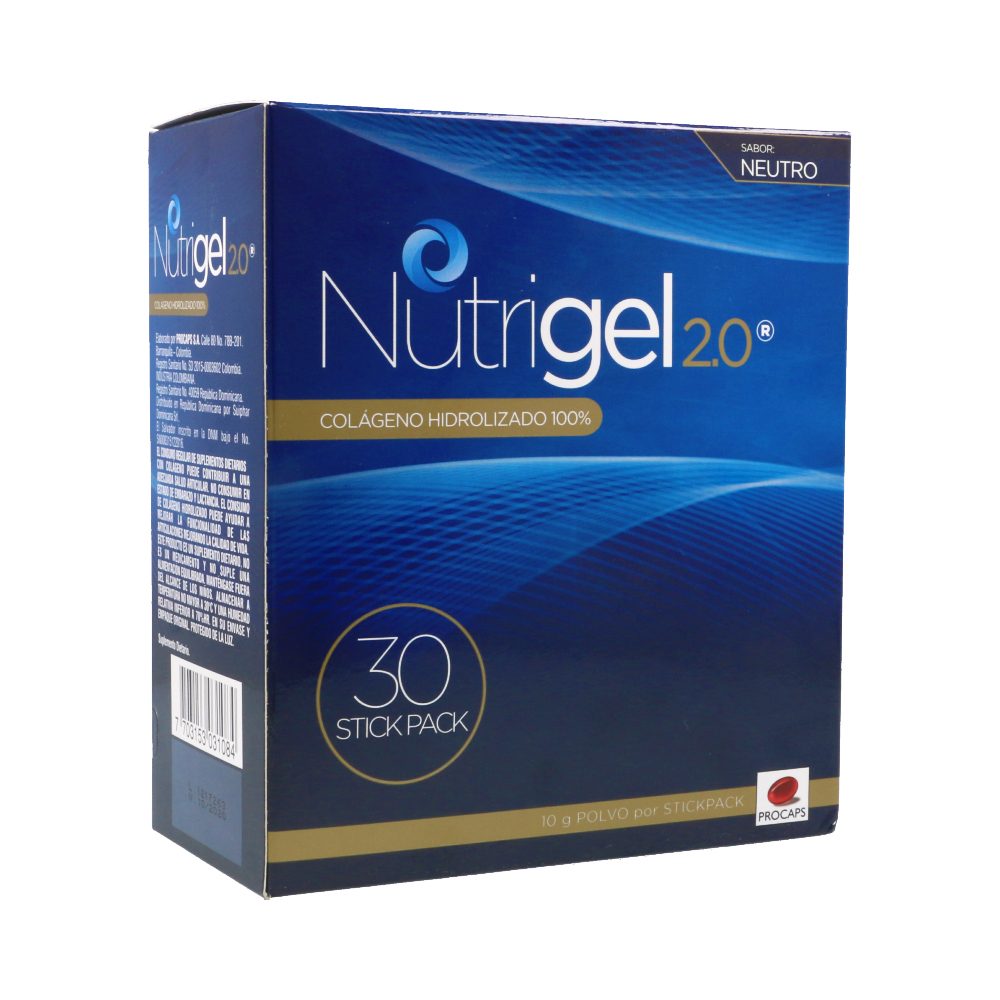 Nutrigel 2.0 Polvo Caja X 30 Sobres - Sabor Neutro 300 Gr