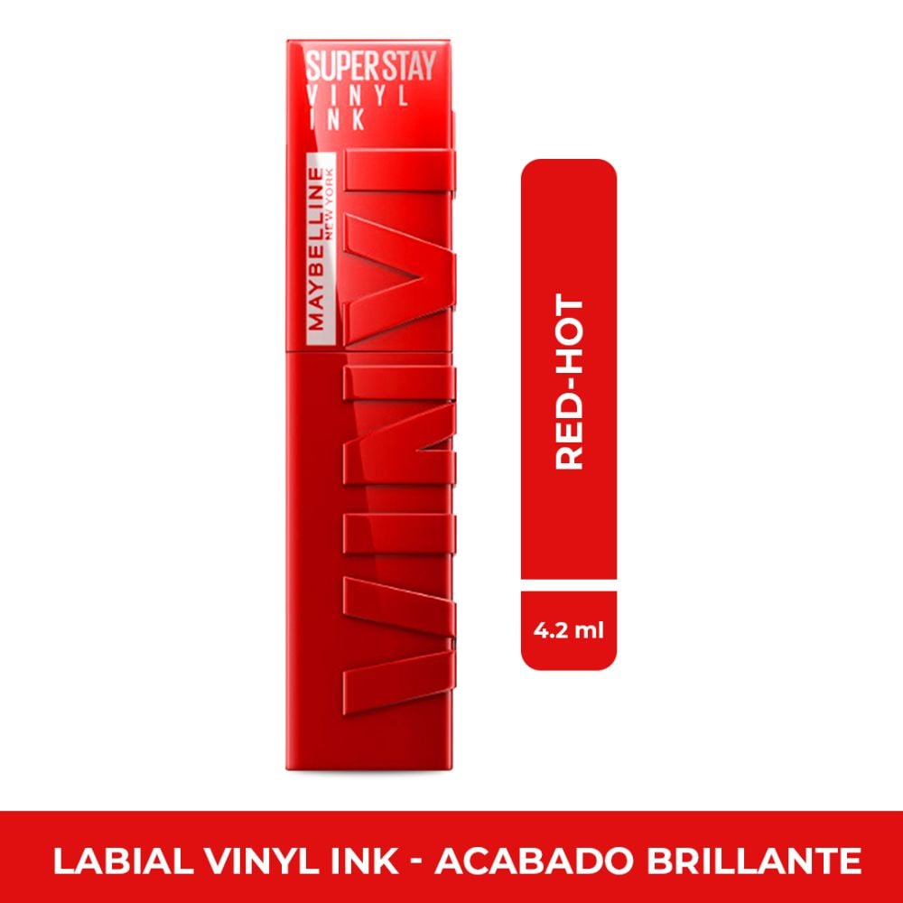 Labial Liquido Maybelline 25 Super Stay Vinyl Ink Frasco X 4.2Ml Red ...