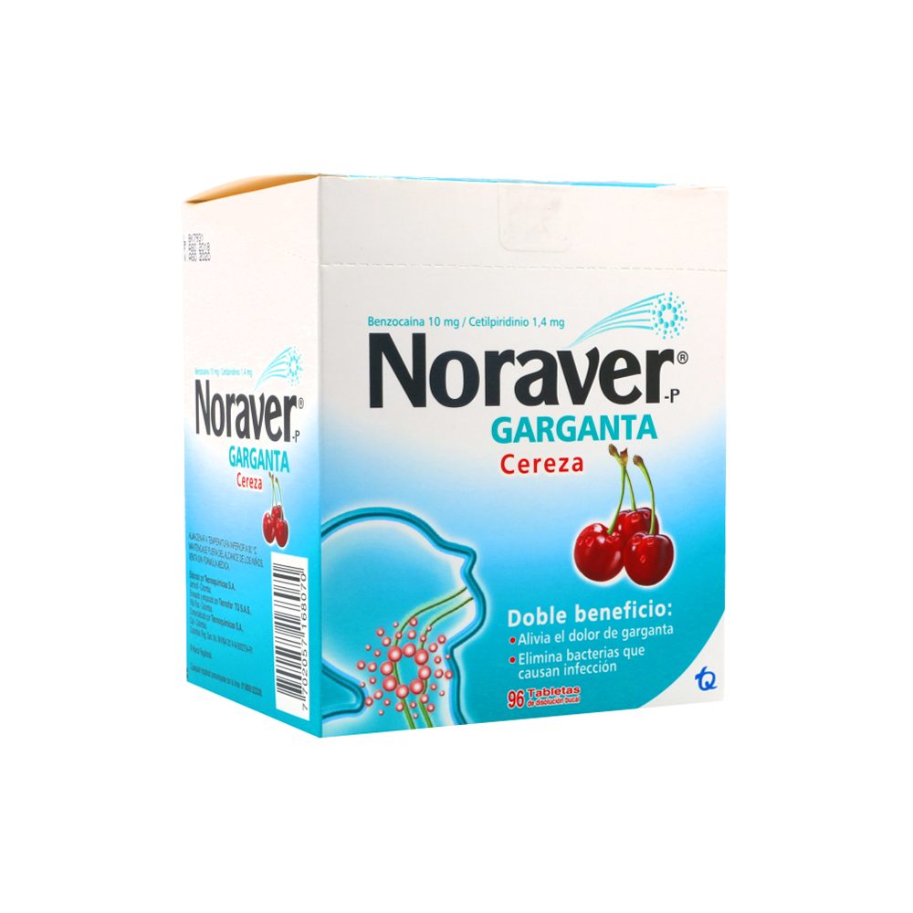Noraver Garganta Doble Beneficio Tabletas Masticables Sabor A Cereza ...
