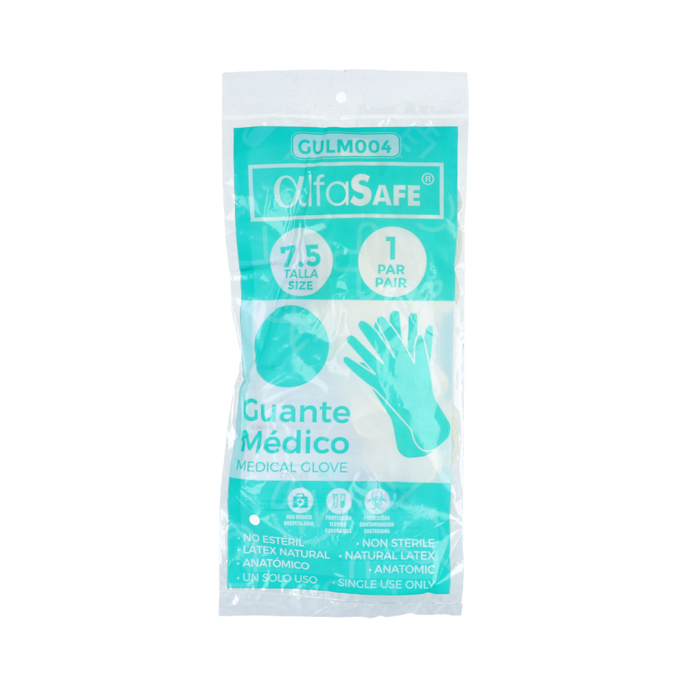 Guante Medico No Esteril Alfa Trading Talla 7 1/2 Bolsa X 1Par | Los ...