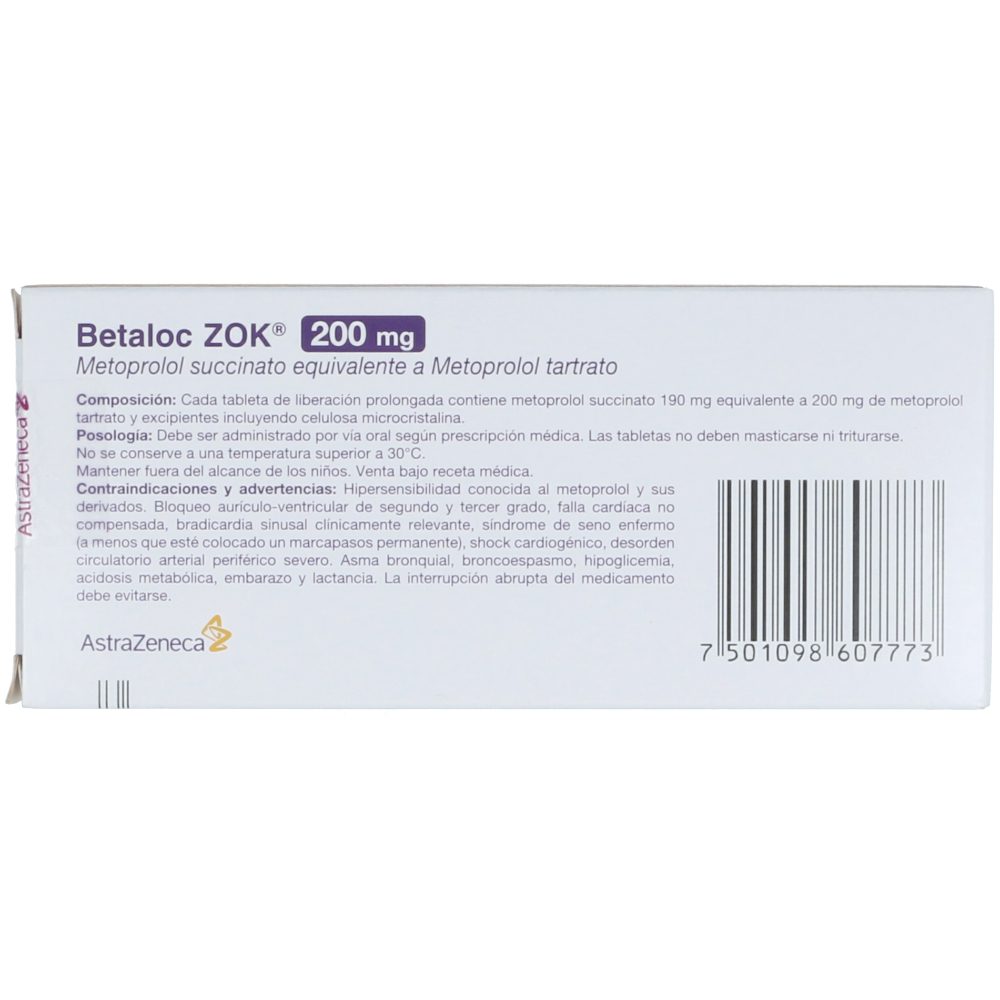 Betaloc Zok 200Mg Caja X 30 Tabletas Liberación Prolongada | Los ...
