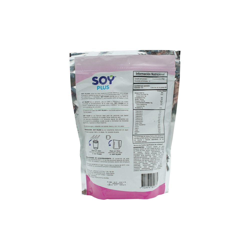 Soy Plus Sin Lactosa Bolsa X 400g Natural | Los expertos en ahorro Cruz ...
