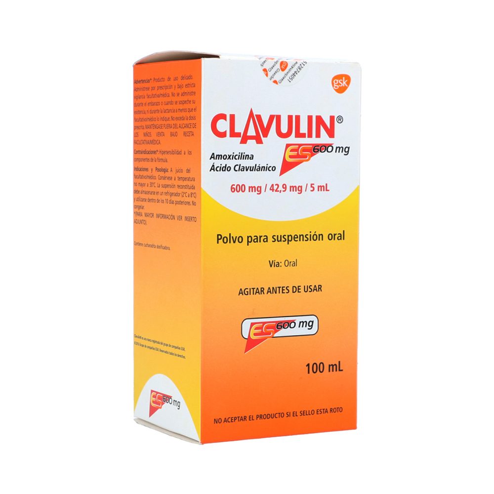 Clavulin Es (600Mg+42.9Mg)/5mL Suspensión Oral Frasco X 100 mL | Los ...