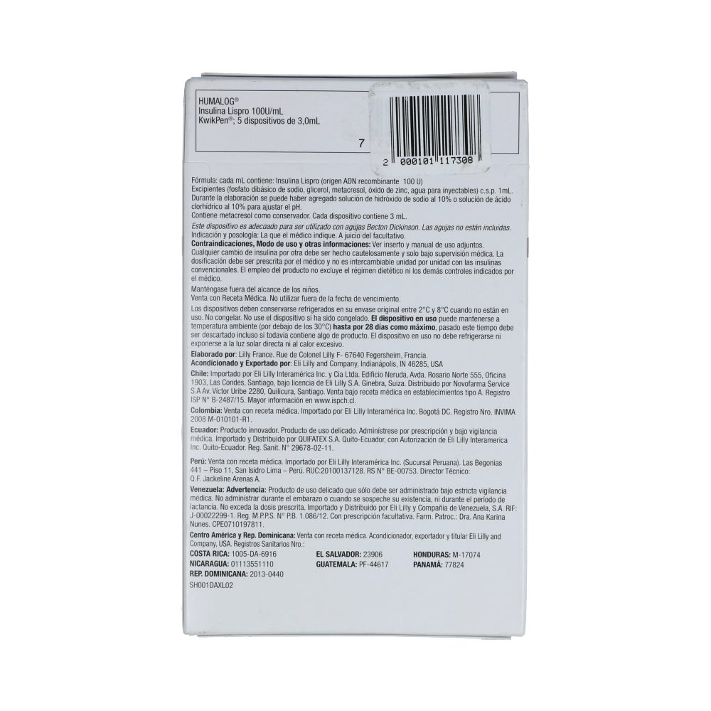 Humalog Kwikpen Solución Inyectable 100U/mL Caja X 5 Pen X 3mL | Los ...