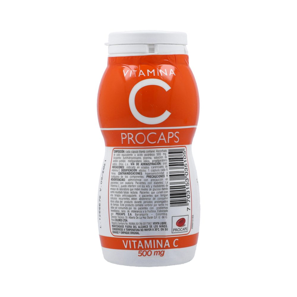 Vitamina C Cápsulas Blandas 500Mg Frasco X 30 | Los expertos en ahorro Cruz Verde Colombia