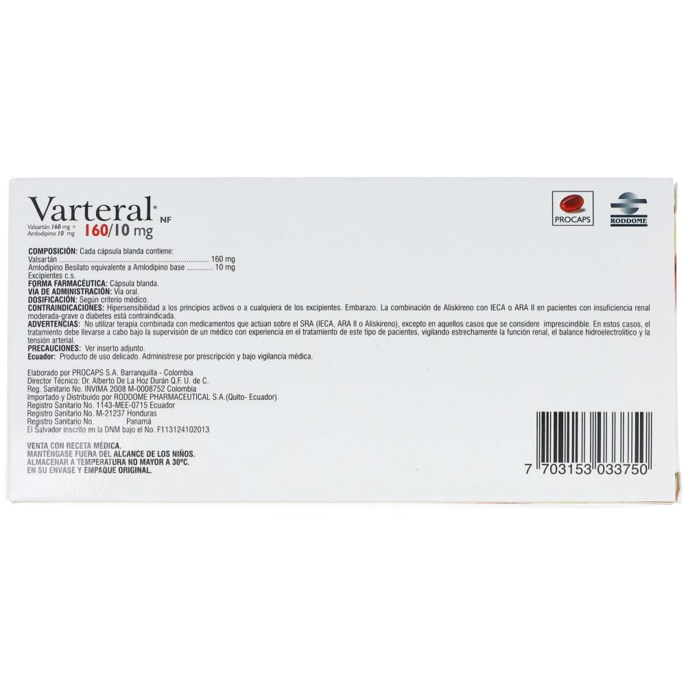 Varteral Nf (10+160) Mg Capsula Blanda Caja X 28 | Los expertos en ahorro Cruz Verde Colombia