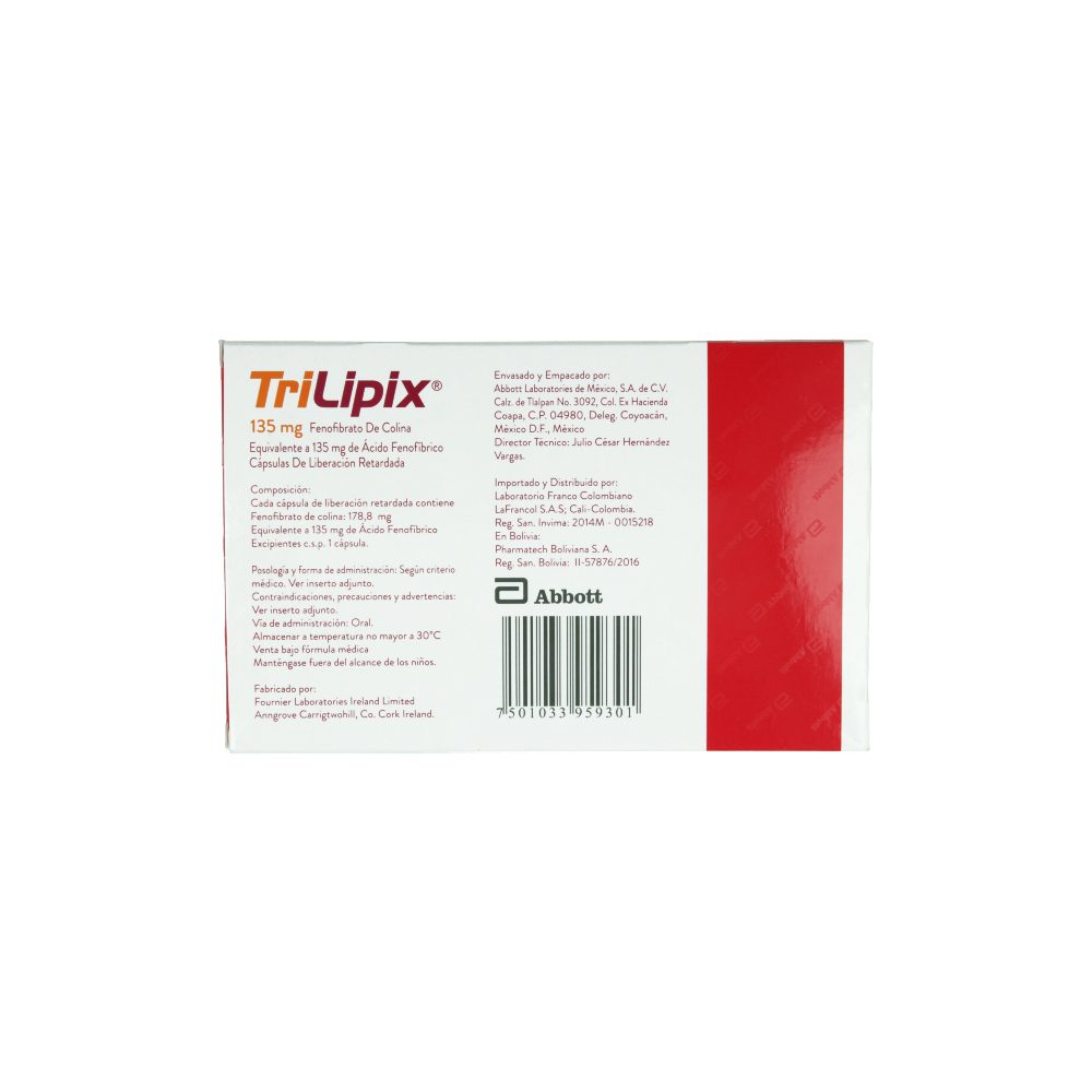 Trilipix Cápsulas Liberación Retardada 135Mg Caja X 30 | Los expertos ...