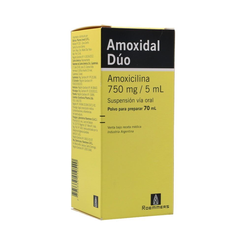Amoxidal Duo 750Mg/5mL Suspensión Oral Frasco X 70mL | Cruz Verde