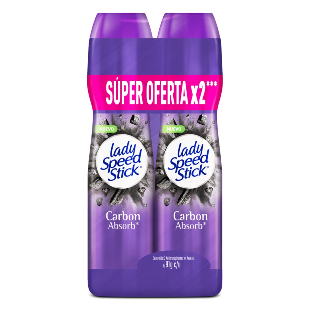 Promo Desodorante Lady Speed Stick En Aerosol Carbon Absorb Paquete X 2 ...