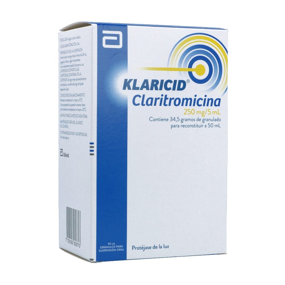 Klaricid 250Mg/5mL(5%) Suspensión Oral Frasco X 50mL | Cruz Verde
