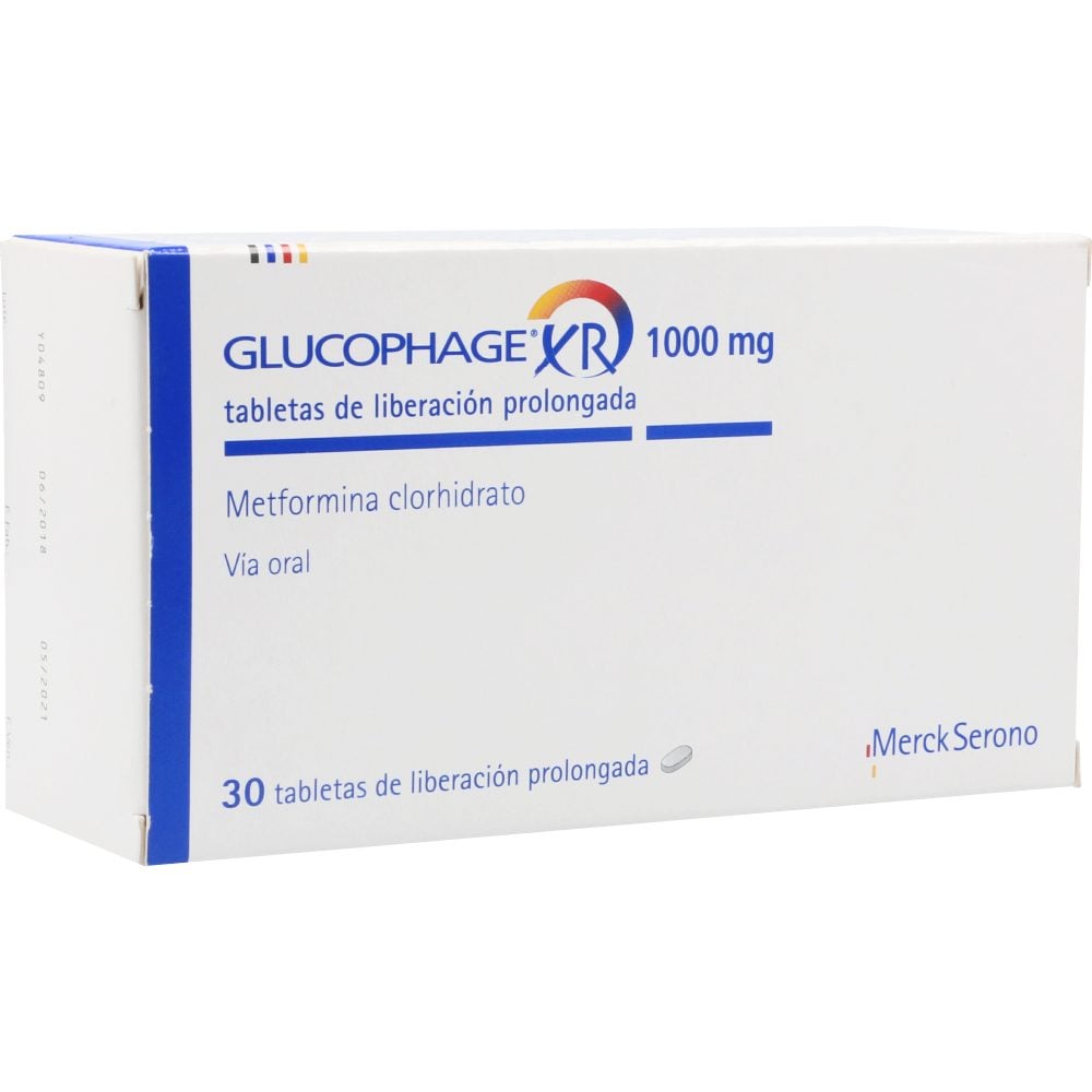 Glucophage XR 1000 mg · 30 Tabletas