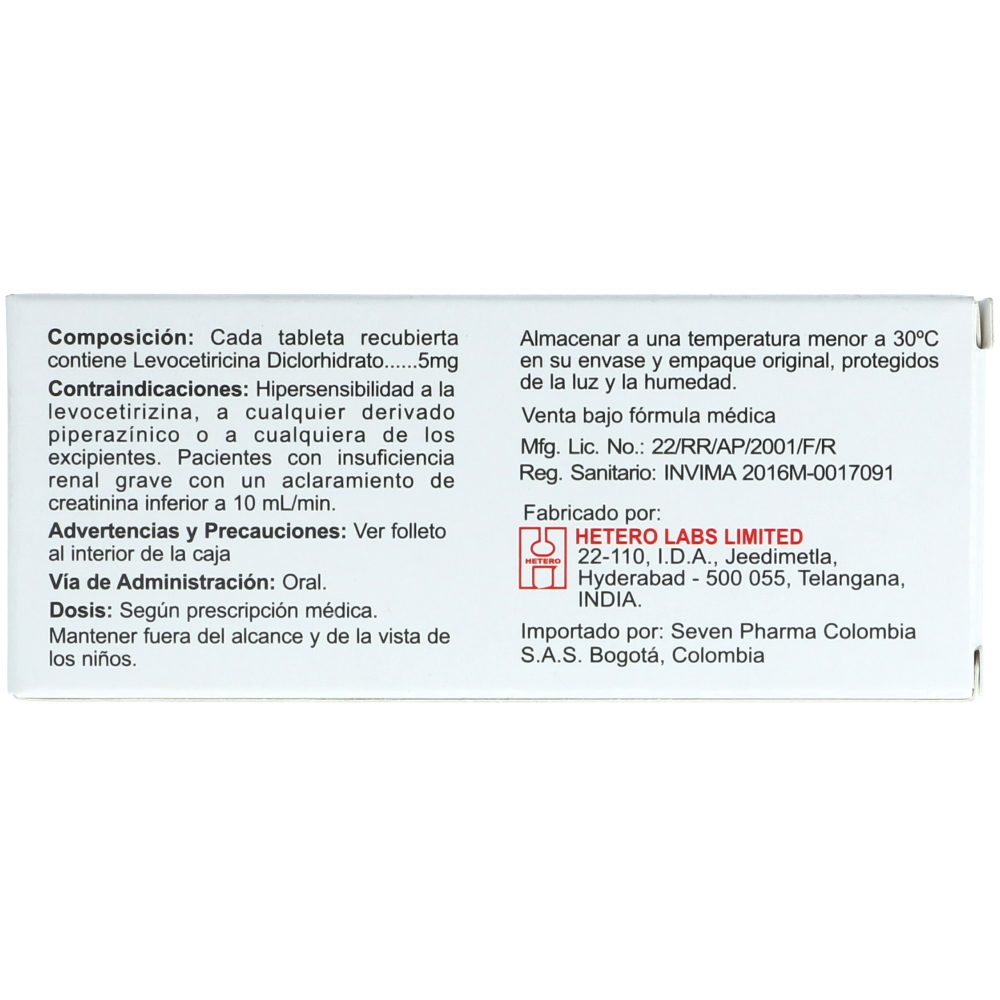 Cetrilev 5Mg Caja X 30 Tabletas Recubiertas | Los expertos en ahorro ...